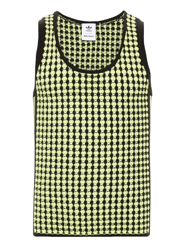 Adidas X Wales Bonner Houndstooth Crochet-knit Vest - Brown