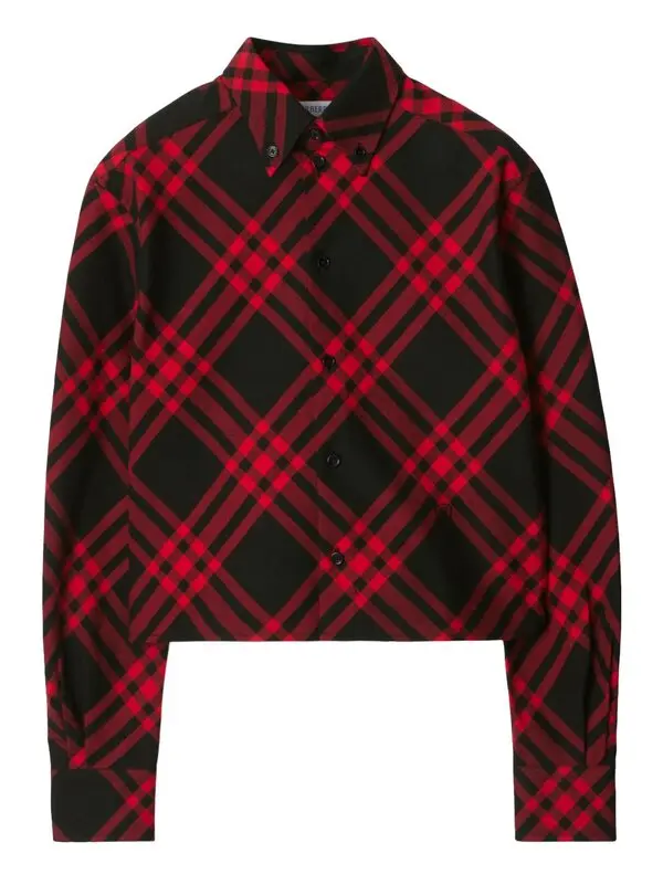 Burberry Plaid Cropped Shirt - Red