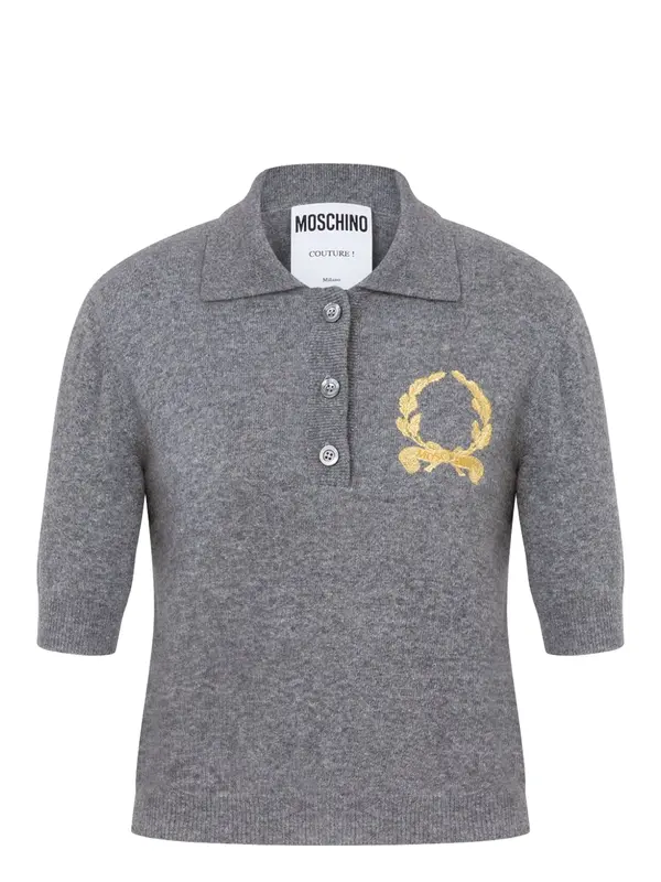 Moschino Embroidered Polo Shirt - Grey