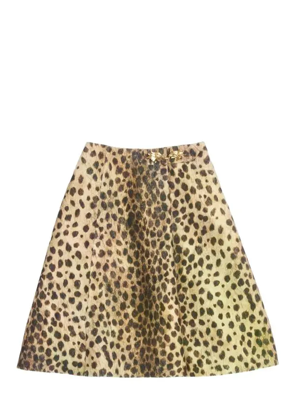 Valentino Garavani Jaguar Spots Wool Knee Length Skirt - Neutrals