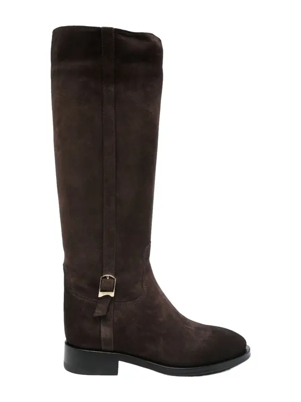 Santoni Suede Knee High Boots - Brown