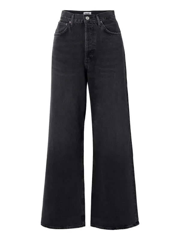 AGOLDE Dame High-rise Wide-leg Jeans - Black