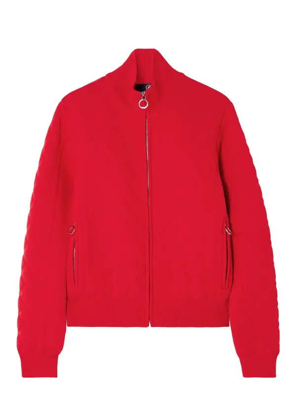 Fusalp Nuria Jacquard-knit Wool-blend Turtleneck Cardigan - Red