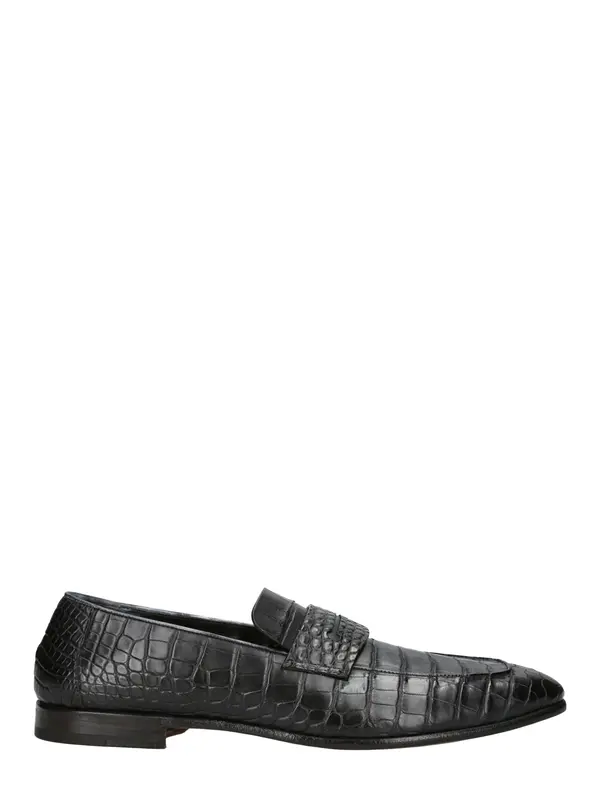 Zegna Crocodile Leather Asola Loafers - Black