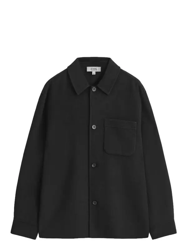 Cos Double-faced Wool Overshirt - Black