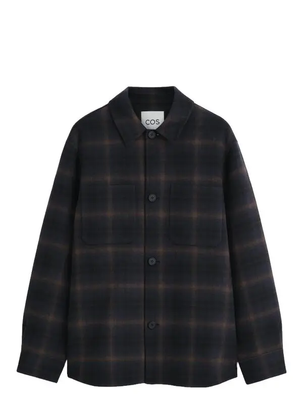 Cos Double-faced Wool Overshirt - Navy