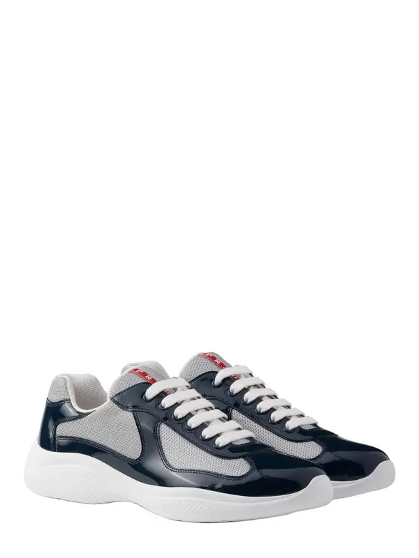 Prada Patent Leather And Technical Fabric America's Cup Sneakers - Blue