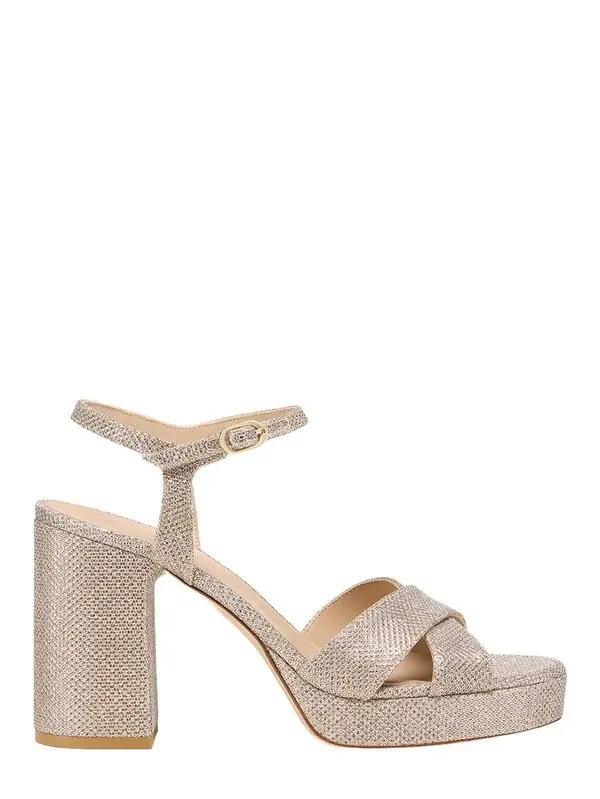STUART WEITZMAN Dayna Metallic Crisscross Platform Sandals - Poudre