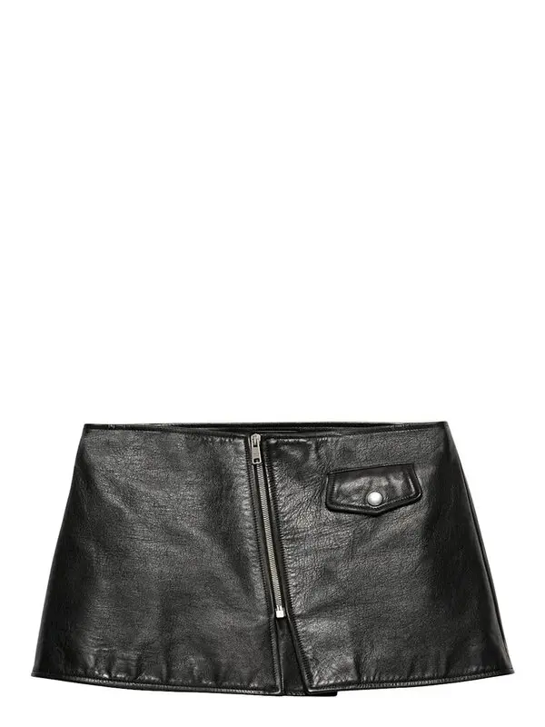 Prada Leather A-line Mini Skirt - Nero