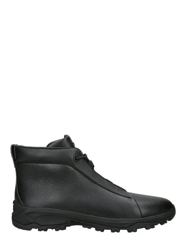 Zegna Leather Triple Stitch Vetta Sneakers - Black