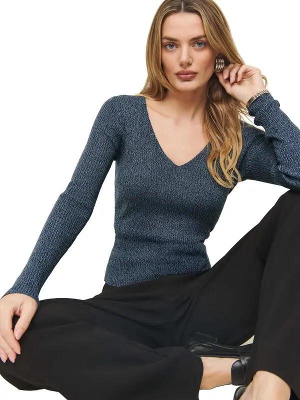 REFORMATION Valencia Regenerative Merino V-neck - Blue
