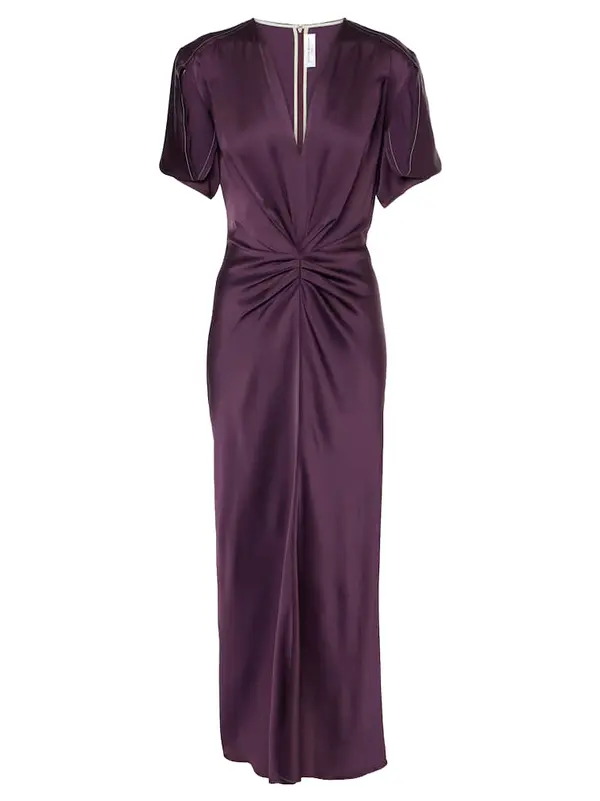 Victoria Beckham Gathered Maxi Dress - Purple
