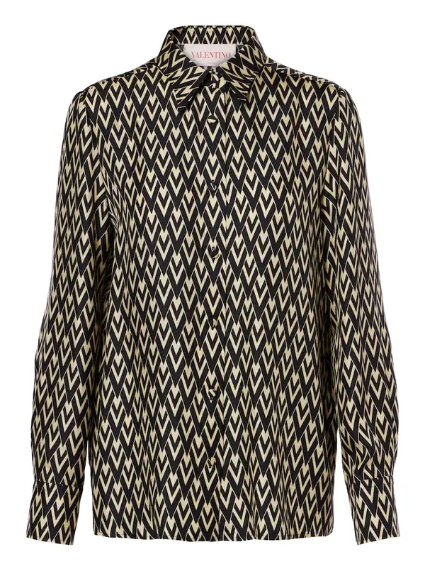 Valentino Garavani Toute La V Silk Twill Shirt - Black