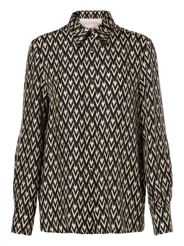 Valentino Garavani Toute La V Silk Twill Shirt - Black