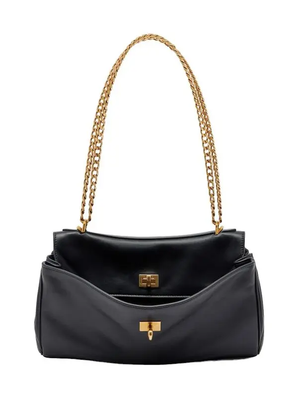 Balenciaga Rodeo Medium Leather Tote Bag - Black