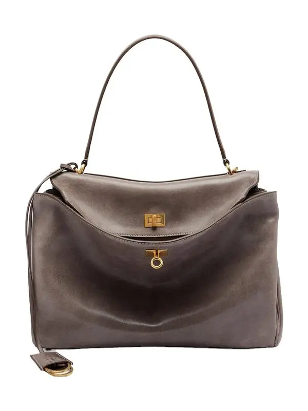 Balenciaga Rodeo Medium Leather Tote Bag - Brown
