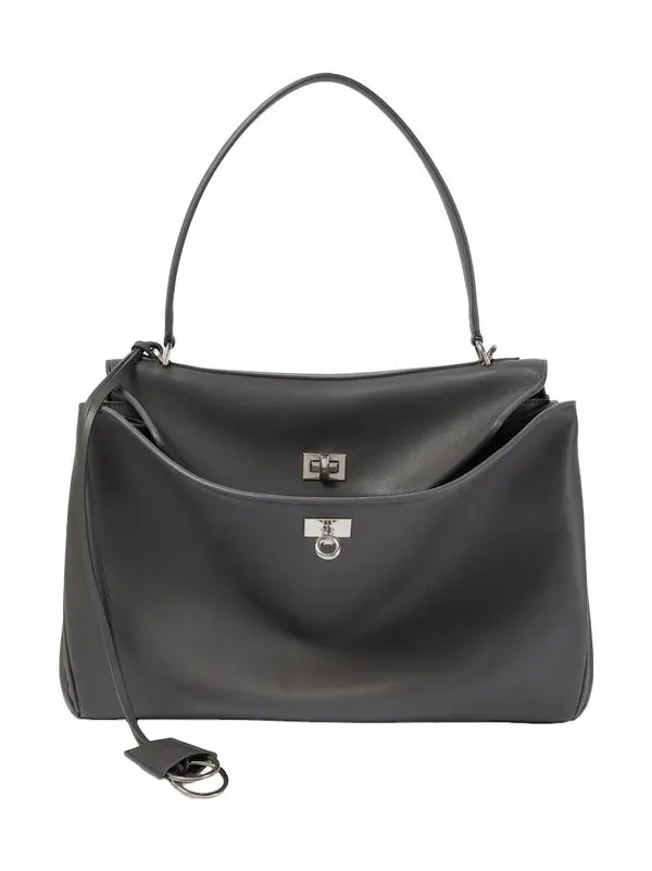 Balenciaga Rodeo Medium Leather Tote Bag - Grey