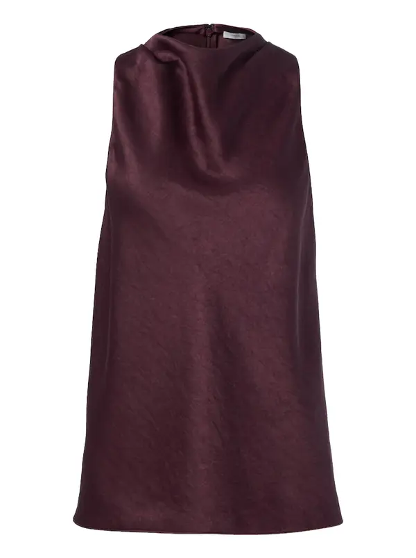 Vince Draped Satin Top - Burgundy