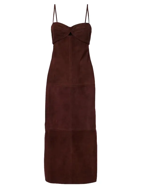 Johanna Ortiz Suede Midi Dress - Brown