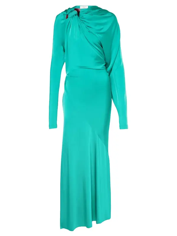 Victoria Beckham Draped Asymmetric Midi Dress - Green