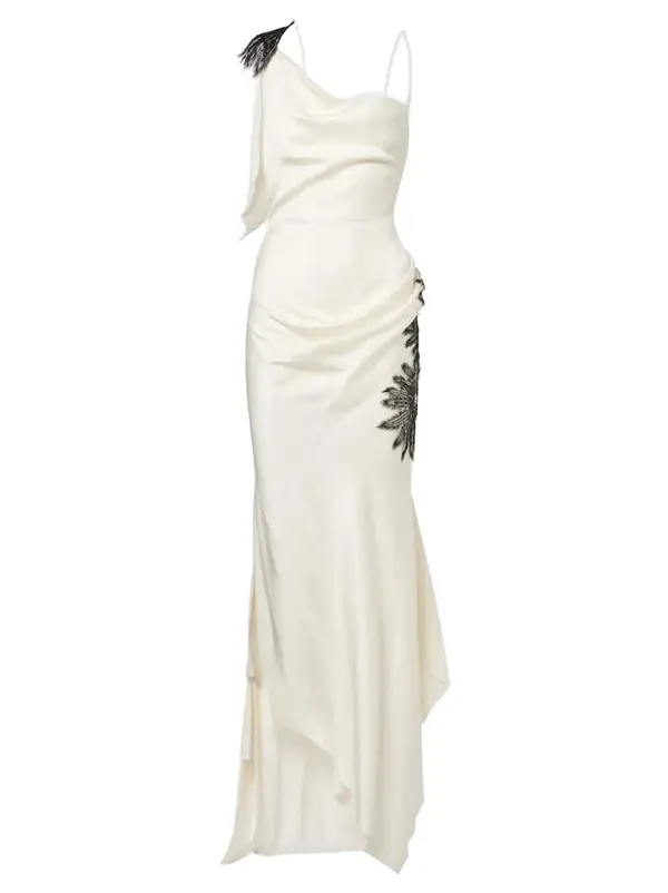 Victoria Beckham Floral-appliqué Gown - White