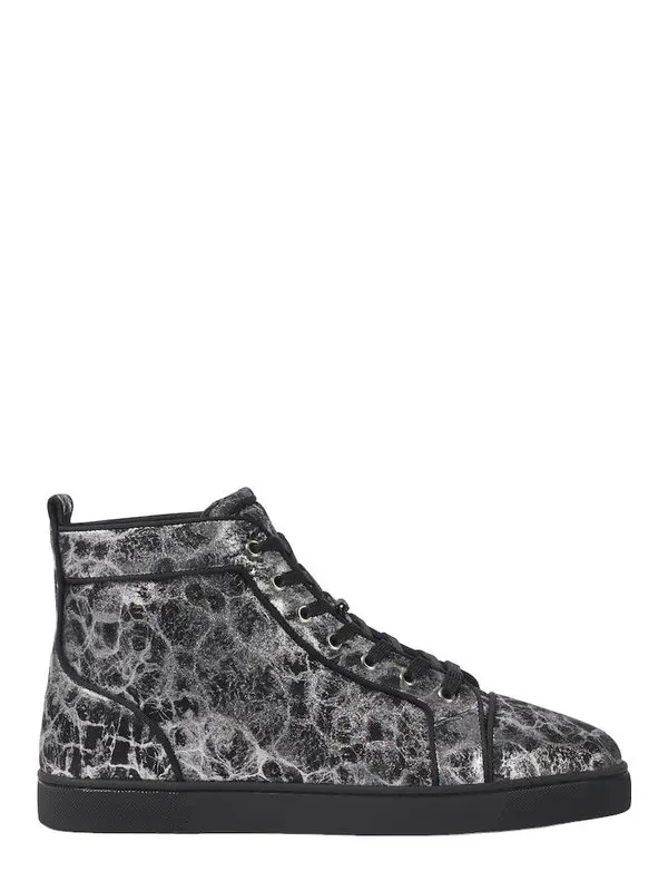 CHRISTIAN LOUBOUTIN Louis Printed Leather High-top Sneakers - Black