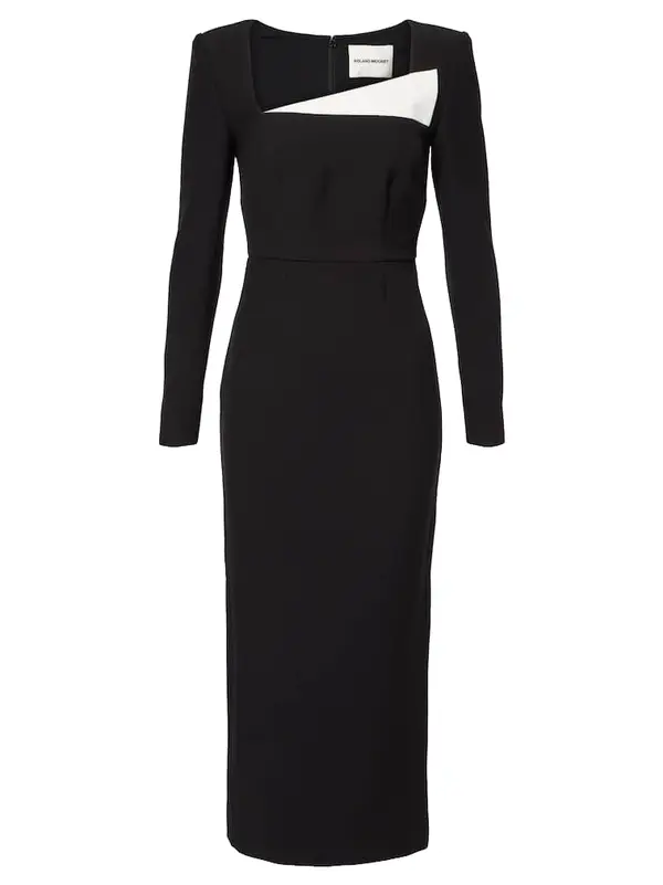 Roland Mouret Paneled Crêpe Midi Dress - Black