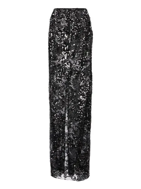 Victoria Beckham Sequined High-rise Tulle Maxi Skirt - Black