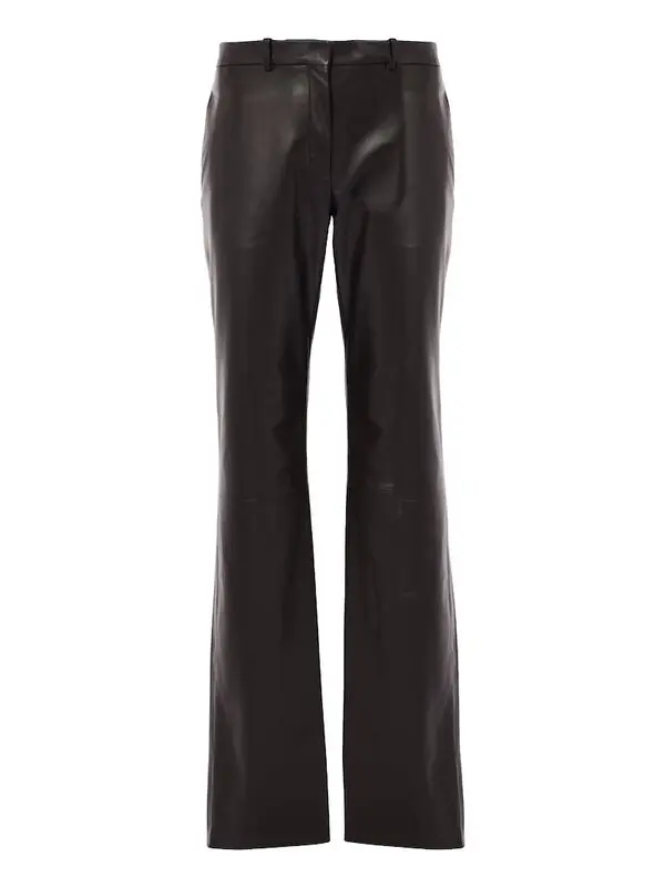 THE ROW Selviese Leather Straight Pants - Brown