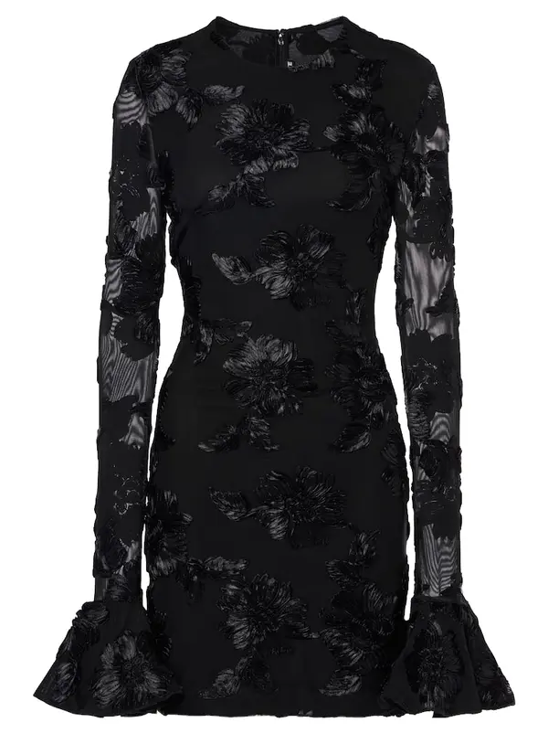 ROTATE BY BIRGER CHRISTENSEN Floral Embroidered Mini Dress - Black