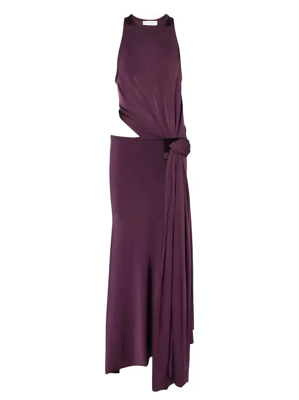 Victoria Beckham Cutout Draped Jersey Midi Dress - Purple