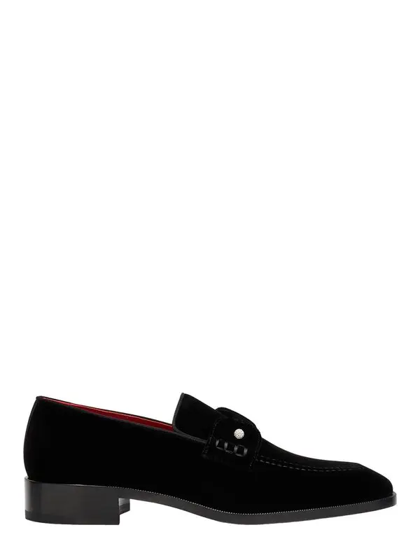 CHRISTIAN LOUBOUTIN Chambelimoc Night Strass Velvet Loafers - Black Lin