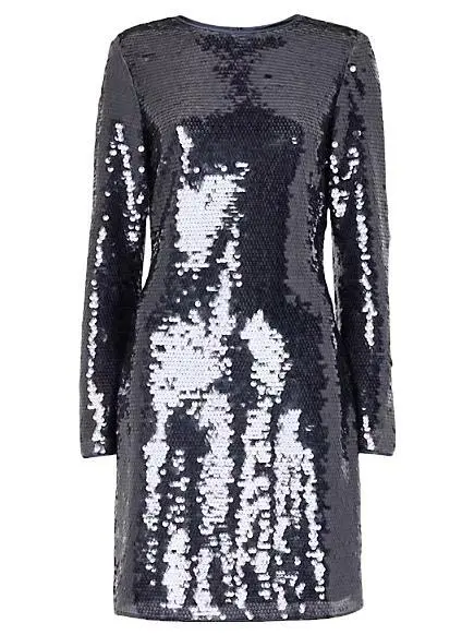 Whistles Sequin Mini Dress - Barely Black
