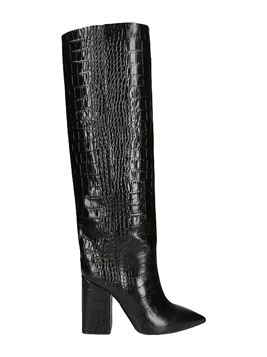 Paris Texas Anja Croc-effect Leather Knee-high Boots - Black
