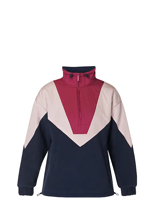 Sweaty Betty Orbit Color-block Shell And Fleece Jumper - Navy Blue Colour