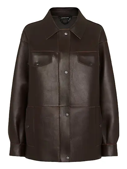 Whistles Oversized-fit Bonded Leather Jacket - Brown