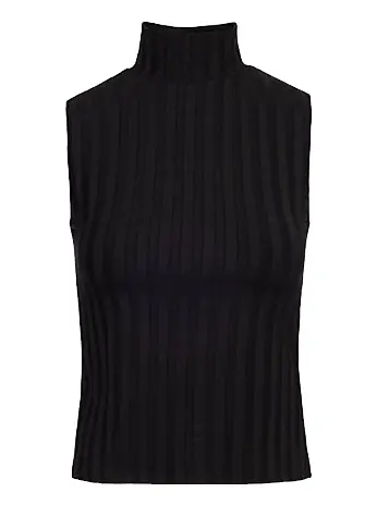 REFORMATION Maison Ribbed High-neck Stretch-jersey Top - Black