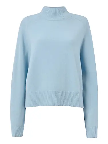 Whistles Funnel-neck Relaxed-fit Wool Jumper - Pale Blue