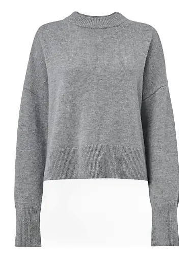 Whistles Split-back Wool And Cashmere-blend Jumper - Grey
