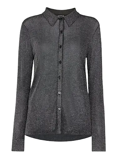 Whistles Sparkle-knit Metallic-fibre Shirt - Black