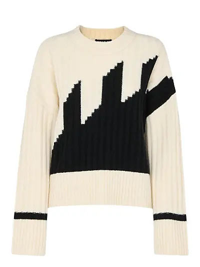 Whistles Graphic-intarsia Wool-blend Jumper - Cream