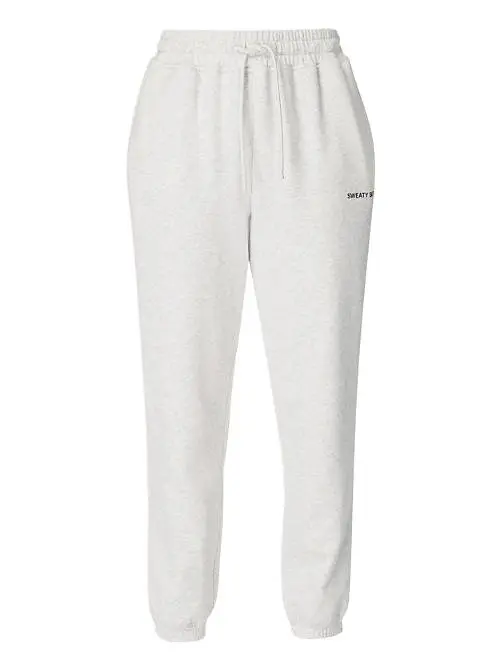Sweaty Betty Revive Logo-print Cotton-blend Jogging Bottoms - Ice Grey Marl