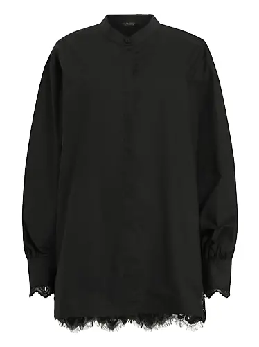 ALLSAINTS Ethel Lace-panel Cotton Shirt - Black