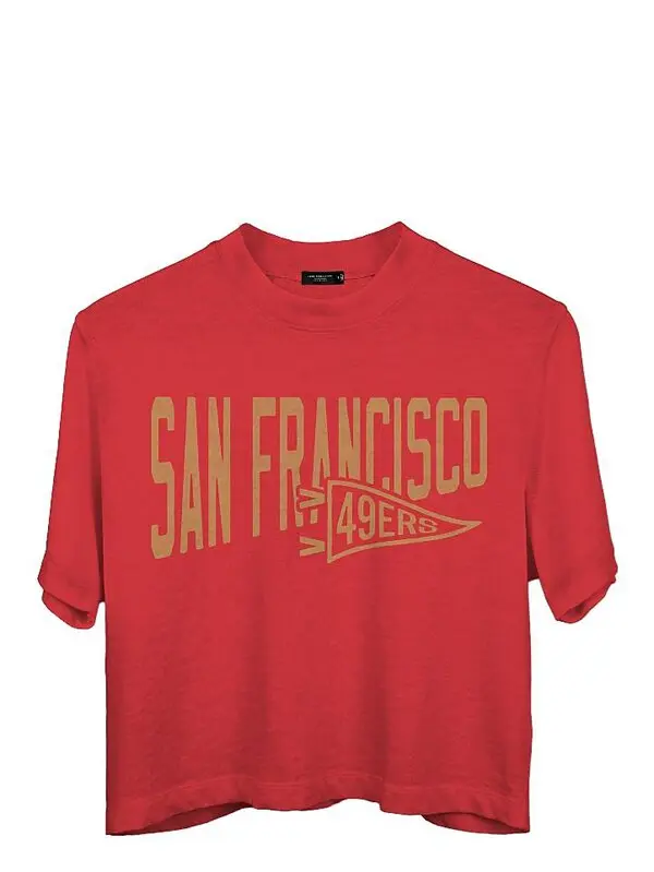 Junk Food Clothing Nfl San Francisco 49ers Dual Threat Mock Neck Crop Tee - Licorice