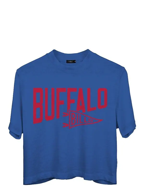 Junk Food Clothing Nfl Buffalo Bills Dual Threat Mock Neck Crop Tee - Liberty