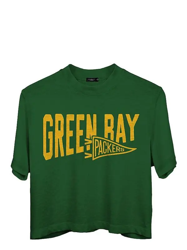 Junk Food Clothing Nfl Green Bay Packers Dual Threat Crop Tee - Hunter
