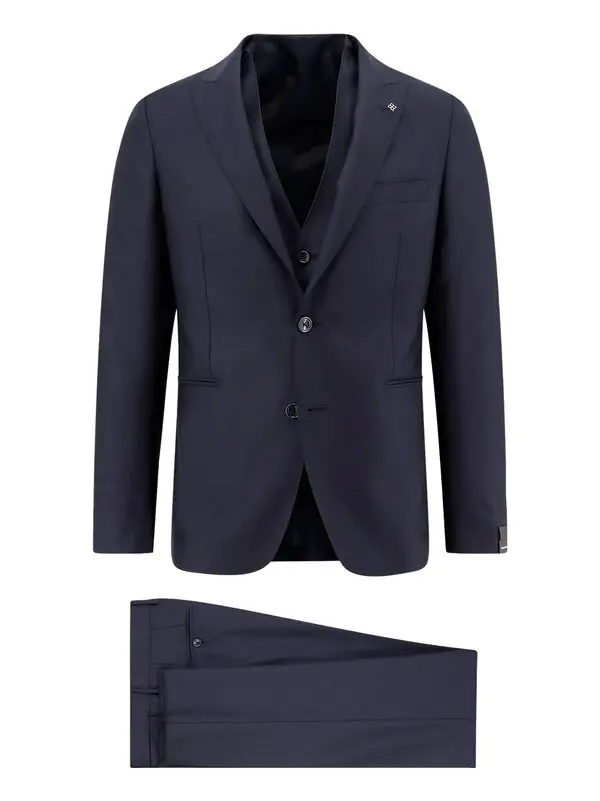Tagliatore Virgin Wool Suit With Vest - Blue