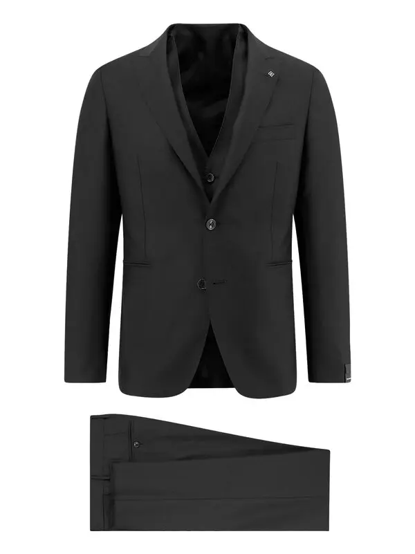 Tagliatore Virgin Wool Suit With Vest - Black