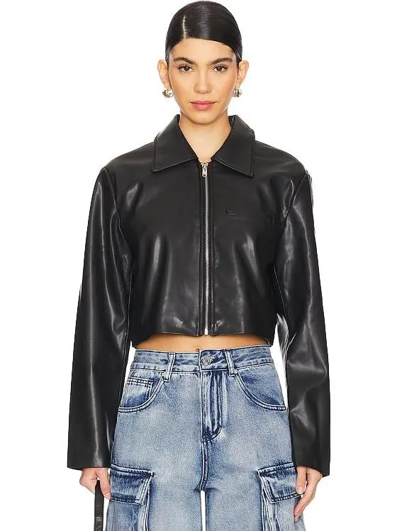 Superdown X Emily Gemma Gabriella Faux Leather Jacket - Black