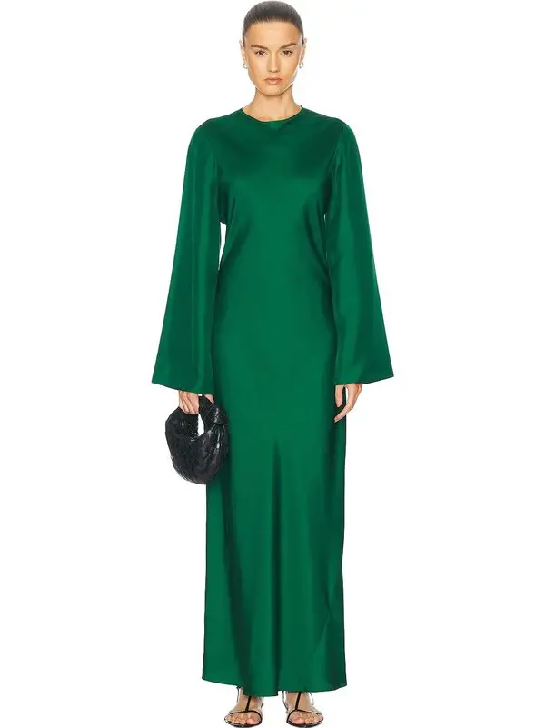 RÓHE Minimal Wide Sleeved Silk Dress - Emerald